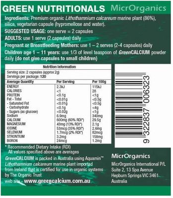 Green Nutritionals Green Calcium | 8% to 23% OFF RRP | Capsules ...