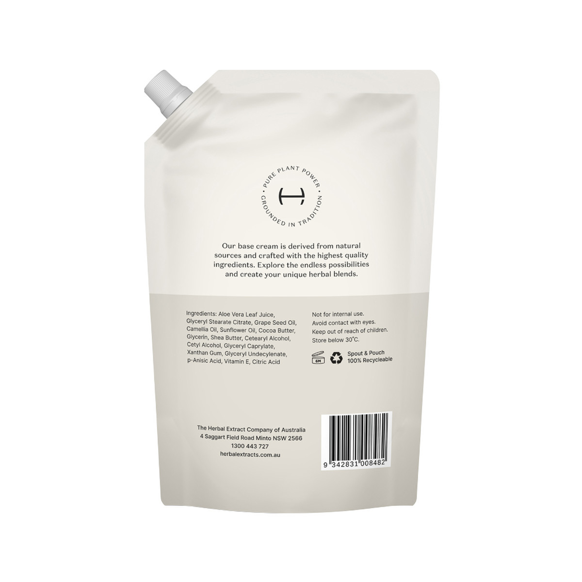 Herbal Extract Company Natural Base Cream 500ml | Australian Vitamins