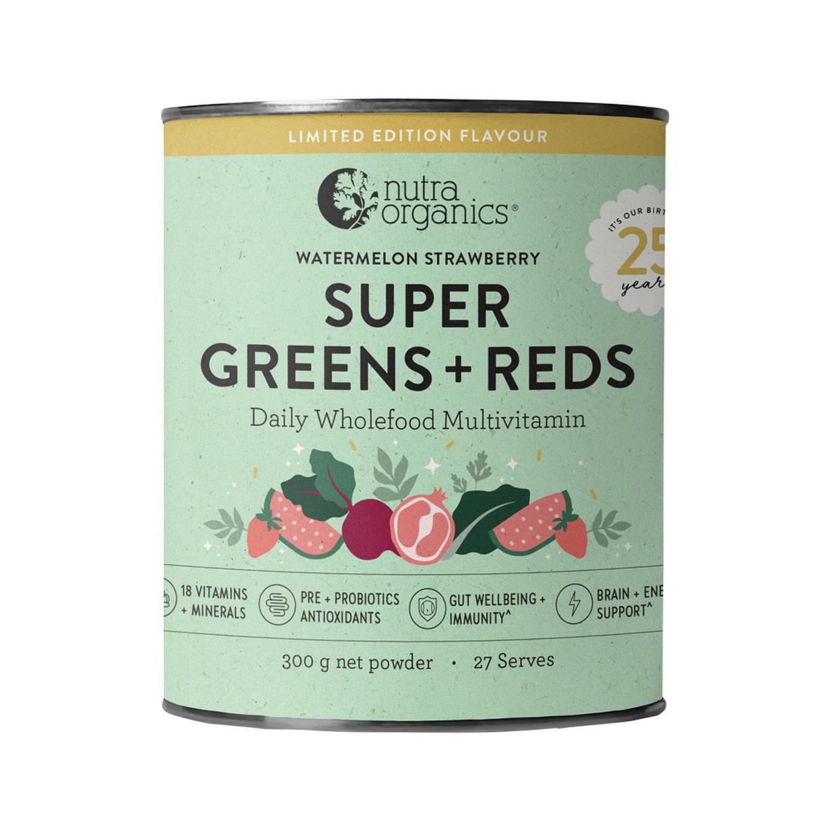 Nutra Organics Super Greens + Reds Powder | Watermelon Strawberry ...