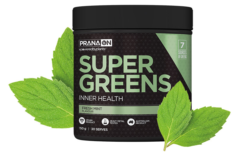 PRANA ON Super Greens Fresh Mint | $27.45 | Australian Vitamins