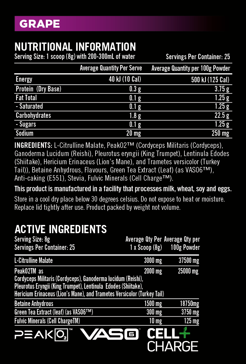 Rapid Pump | Pre-Workout Non Stim | Grape | Australian Vitamins